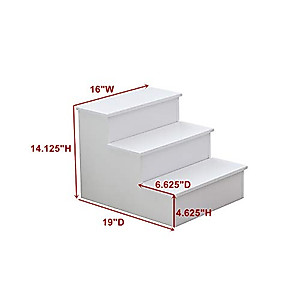 KB Designs - 3 Step Wood Step Stool for Adults or Kids, Dog Stairs, White