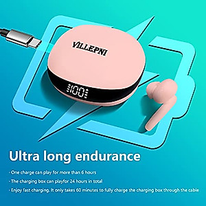 Villepni Bluetooth Wireless Earbuds, Wireless 5.1 Bluetooth Headset, Led Power Display Earphones, IP7 Waterproof Earbud Noise Reduction Microphone, Suitable for Leisure Entertainment/Work