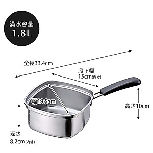 Shimomura Planning 33107 One-Handed Pot, Square Ramen Pot, 5.9 inches (15 cm), Made in Japan, Suitable for 1-2 People, Instant Noodles Fits Perfectly, Can Be Transferred Using Corners with