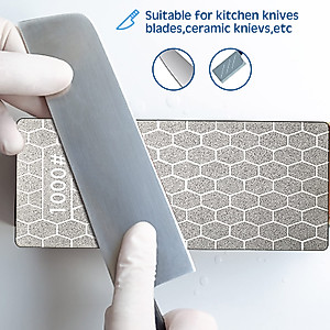 6 Pcs Diamond Sharpening Stone Honing Stone Lapping Plate Diamond Sharpening Plate Fine Coarse Diamond Stone for Kitchen Blade Blunt Edges Chisel, 5.9 x 2.48 Inch, 200, 400, 600, 800,1000, 1200 Grit