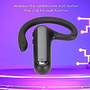 Single Ear Bluetooth Headset, Waterproof HiFi Bone Conduction Headphones Stereo Wireless Earphone for Sports, Running, Driving, Bicycling, Hiking