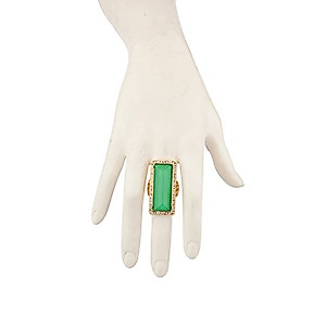 LUX ACCESSORIES Lime Green Pave Crystal Cocktail Stretch Ring
