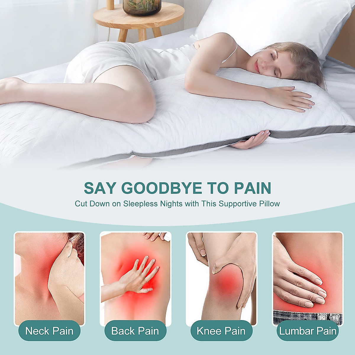 Oubonun Premium Adjustable Loft Quilted Body Pillows - Firm and Fluffy - Quality Plush - Down Alternative - Head Support Pillow - 21"x54"