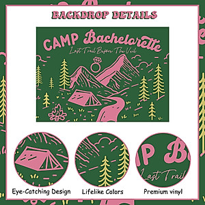 Camp Bachelorette Party Decor 7 * 5ft Pink Green Backdrop Last Trail Before The Veil Banner Hiking Camp Bachelorette Party Supplies Bachelorette Banner for Wedding Bridal Shower Bunting Party