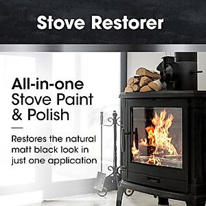 Furniture Clinic Stove Restorer | Matte Black High Heat Paint | Restores and Protects Cast Iron | For use on Log Burners, Grates, & Fireplaces | 8.5oz / 250ml