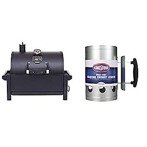 Oklahoma Joe's 19402088 Rambler Portable Charcoal Grill, Black & KINGSFORD Heavy Duty Deluxe Charcoal Chimney Starter | BBQ Chimney Starter