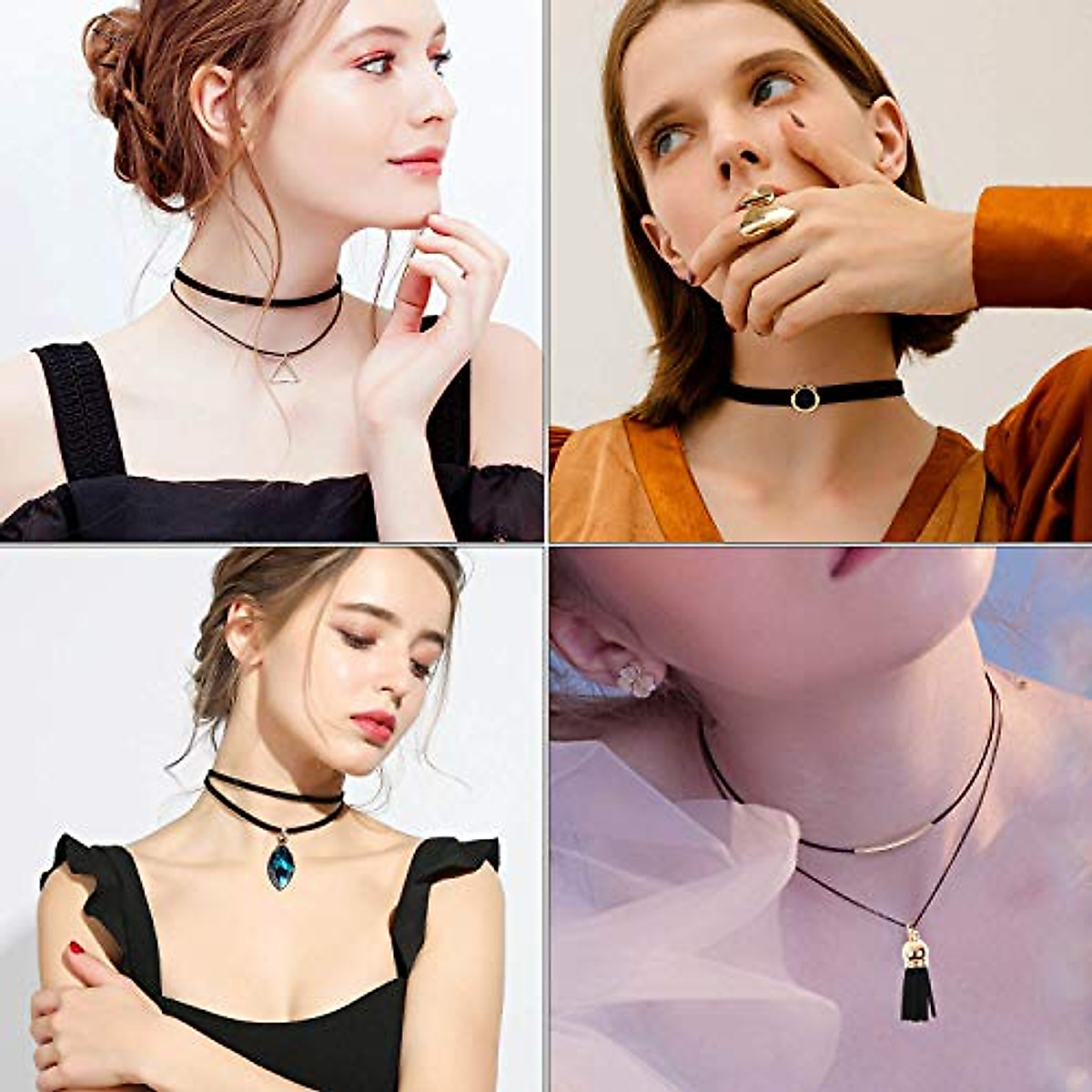 shynek Choker Necklace for Women, 12 Pcs Black Choker Necklace Set Black Lace Tattoo Velvet Chokers for Women and Teen Girls