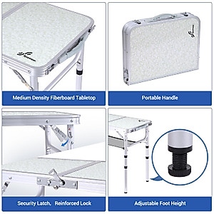 Sportneer Camping Table: Adjustable Height Small Folding Table 23.6" L x 15.7" W 3 Height with Mesh Layer - Compact & Portable Camping Essentials for Outdoor Camp Garden Picnic BBQ Dining Cooking