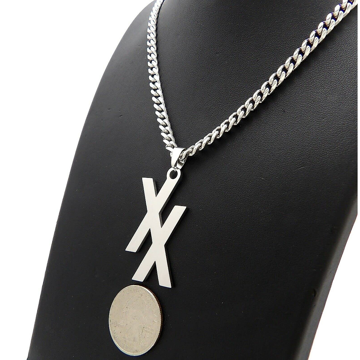 Jewelry For MGK XX PENDANT 18" 20" 24" BOX CUBAN ROPE STAINLESS STEEL CHAIN HIP HOP NECKLACE Style-2345908-2425