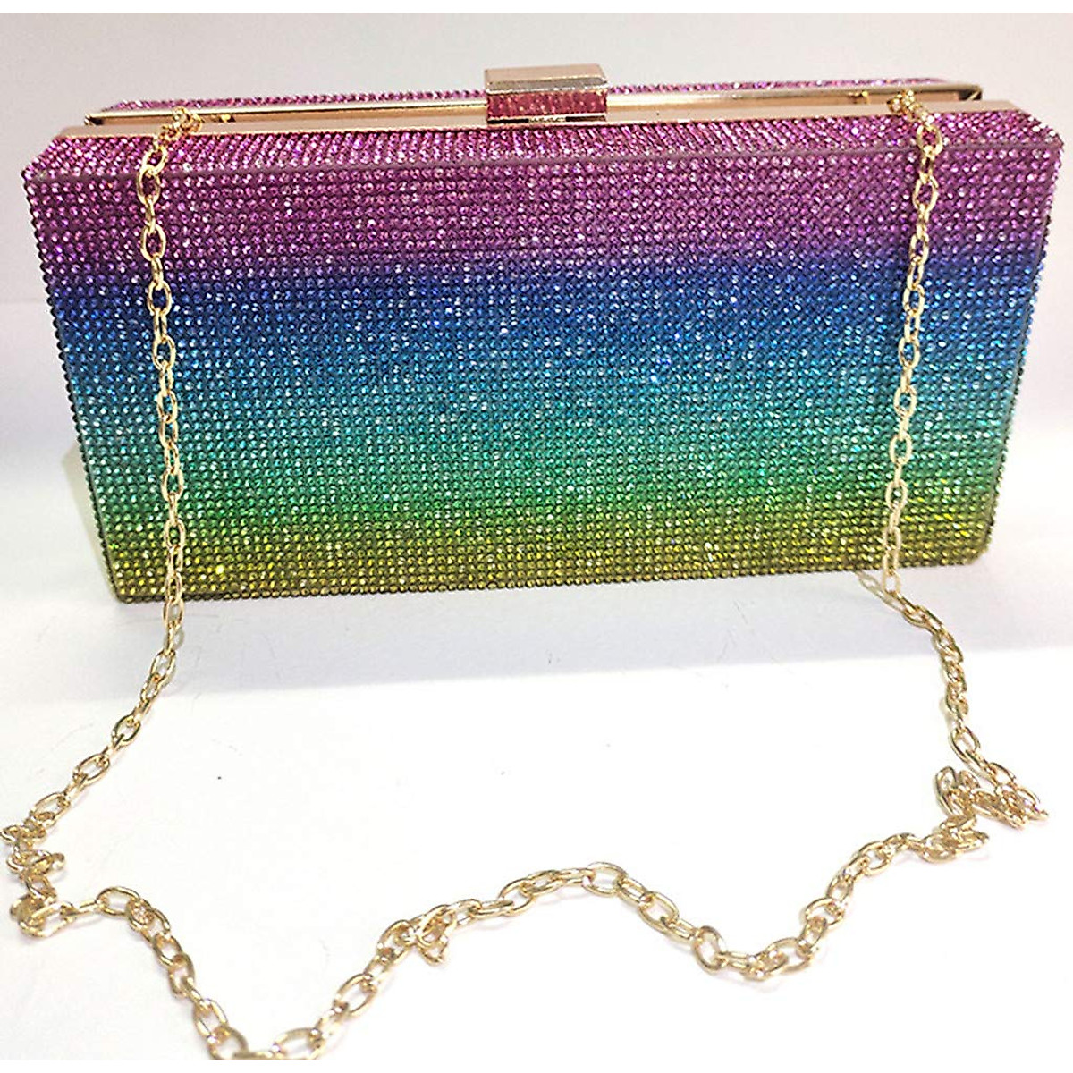Classic Dollar Style Evening Bags With Diamond Shoulder Bag Wallet Clutch Crossbody Bag with Chain Strap (Multicolor)