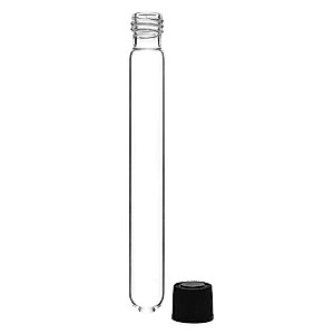 EISCO Test Tube, 15ml - Bakelite Screw Cap with Rubber Liner - Borosilicate 3.3 Glass - 4.9" x 0.6" - Round Bottom - Leak Proof