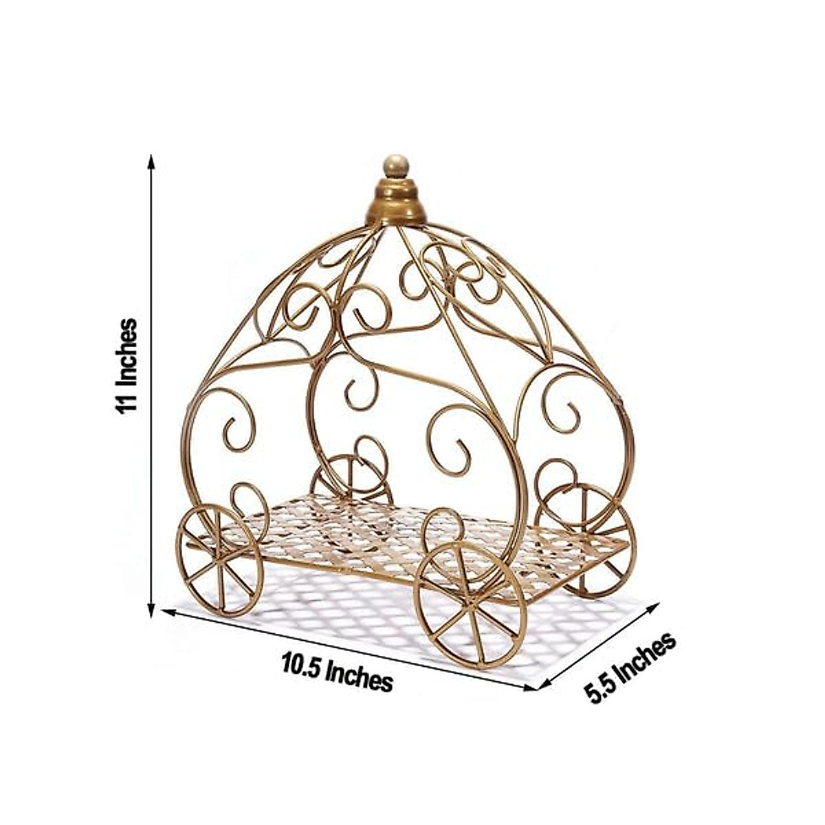 Tableclothsfactory 11" Gold Cinderella Pumpkin Carriage Centerpiece, Decorative Princess Carriage