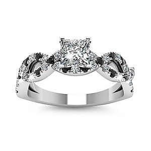 Jeulia Women 2.5 Carat Princess Cut Wedding Band Rings Engagement 925 Sterling Silver Twisted Eternity Birthstone Rings Anniversary Promise with Jewelry Gift Box (Black, 9.5)