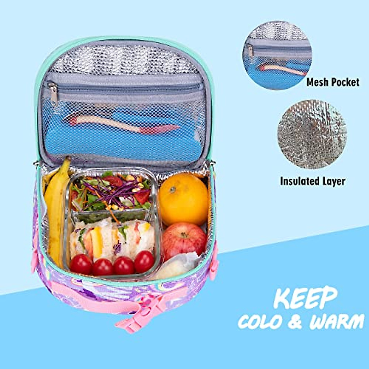 Lunch Box for Boys, Girls, Kids Insulated Lunch Bag, Perfect for Preschool, Kindergarten, Elenemtary, Cute, BPA Free, Food Safe