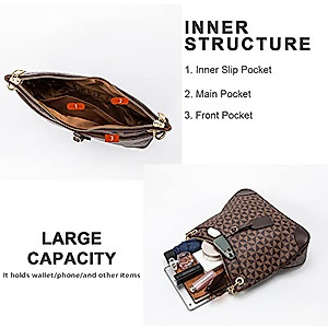 anck Crossbody Bags for Women Luxurious Leather Women's Shoulder Purse- Zipper Pocket Small Crossbody Bags for Women Purses Fashion Leather Lightweight Handbags Shoulder Bag (Brown)