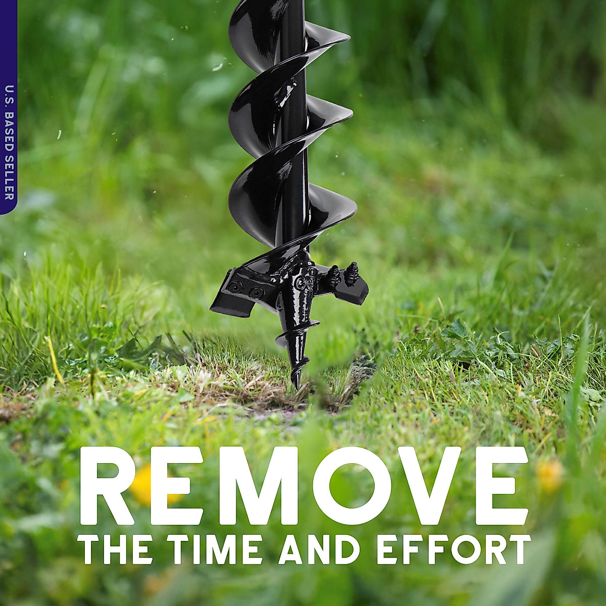 BISupply Auger Drill Bit - 4 x 30 Inch Garden Auger Spiral Drill Bit Black Steel Garden Auger Spiral Drill Bit Tool