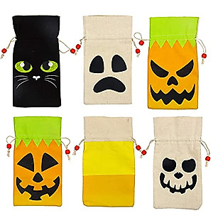 JOYIN 12 Halloween Goody Canvas Bags 8.5” x 4.75” for Kids Trick or Treat Candy Bags, Gift Goodie Bags, School Classroom Hangout, Party Favor Supplies