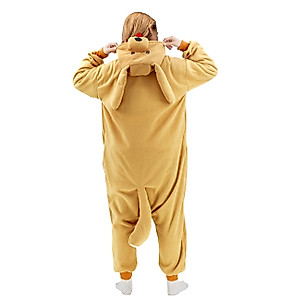 vavalad Adult Golden Dog Retriever Onesie Costume Pajamas Cosplay One Piece Pajamas Jumpsuit Hooded Romper for Women men