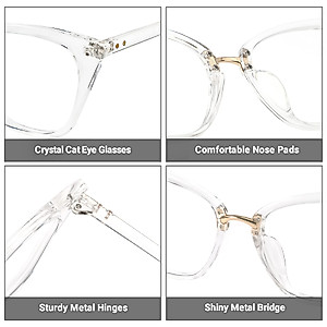 Zeelool Cat Eye Glasses Frame for Women Clear Lens Chandrika ZOP01899-02 Crystal