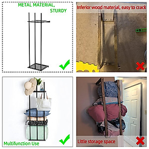 WOWOO 40" Blanket Holder Rack, Clothes Hat Blanket Towel Blanket Storage Holder On Wall, Blanket Ladder Blanket Rack Shelf for Living Room, Matte Black