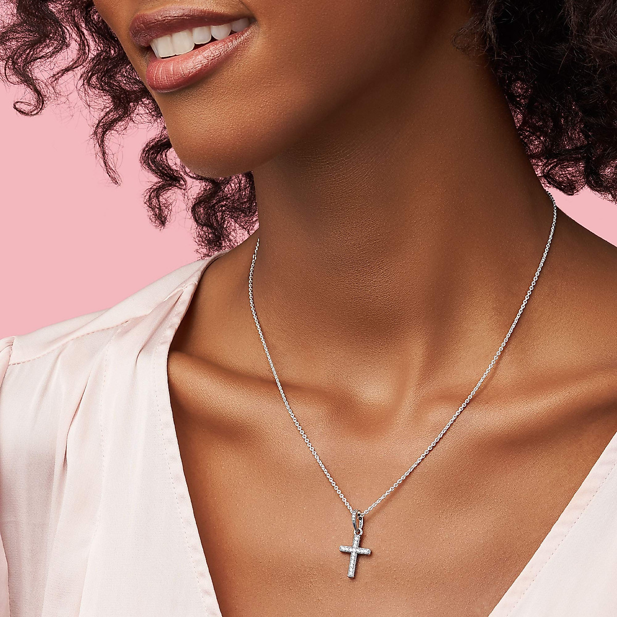 PANDORA Jewelry Sparkling Cross Cubic Zirconia Pendant in Sterling Silver