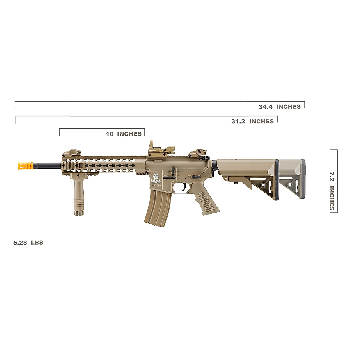 Lancer Tactical Gen 2 M4 Carbine 10'' Keymod Piactinny Polymer Airsoft Gun with Red Dot & Grip - Includes 9.6v Nimh Battery, Charger, and 1000 Rounds of 0.20g BBS
