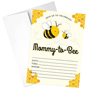 Mommy-to-Bee Bumble Bee Gender Neutral Yellow Baby 5x7 Baby Shower Invites - 24 Invites and 24 White Envelopes