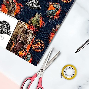 Jurassic Park Wrapping Paper and Gift Tags, 2 Sheets and 2 Gift Tags