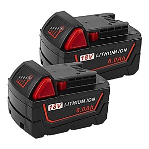 HIGH QUALITY FUTUREBATT FUTUREBATT [2Pack] 18V 6.0 Ah Replace Battery for Milwaukee M18 Lithium Battery 48-11-1860/48-11-1850/48-11-1840/48-11-1828/48-11-1820/48-11-1815