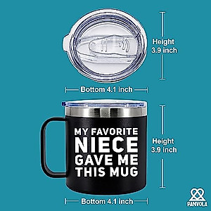 My Favorite Niece Gave Me This Mug Insulated Coffee Cup 14oz With Handle And Lid Gift For Aunt Auntie Uncle Birthday 304 Stainless Steel Vacuum Insulated Tumbler Camping Travel Thermal Mugs (Black)