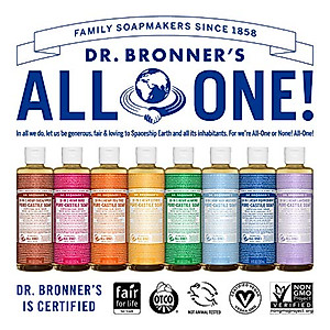 Dr. Bronner's - Pure-Castile Liquid Soap (Rose, 8 ounce) - Made with Organic Oils, 18-in-1 Uses: Face, Body, Hair, Laundry, Pets and Dishes, Concentrated, Vegan, Non-GMO