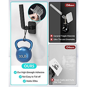 Haikopoon Extra Strong Adhesive Hat Rack(6pcs)-Space-Saving Baseball Hat Rack-Two Mounting Options Hat Hooks for Wall- Multi-Purpose Hat Organizer-Hat Hook for Walls,Closets,Black