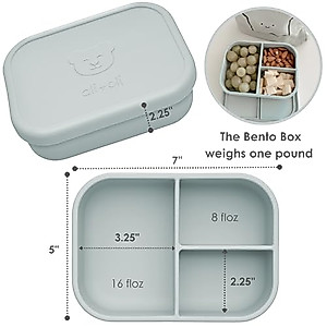 Ali+Oli Leak Proof Bento Box (Dream Blue) Food-Grade Silicone Bento Box, BPA, Phthalate, Lead, & PVC Free - Bento Lunch Box for Kids and Adults - Leak Resistant Sets With Lids Container