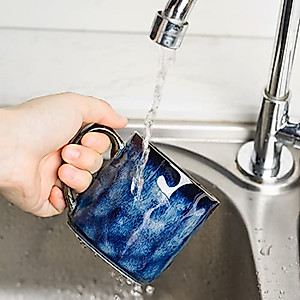 KYBSCZ Ceramic Coffee Mugs - 10 Ounces Ceramic Mugs - Tea Cups with Handle - Funny Cappuccino Cups - Dishwasher Safe, Set of 4