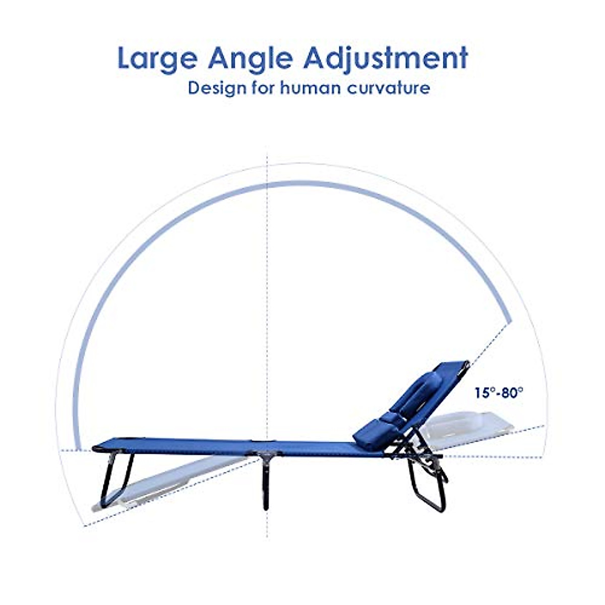 Casart Chaise Lounge Chair, Folding Beach Chair with Adjustable Back and Hole for Face Down, Perfect for Beach, Pool, Patio and Lawn (1)