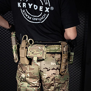 KRYDEX Tactical Battle Belt with Quick Release MOLLE System, Inner Belt, Padded Anti-Slip Pad