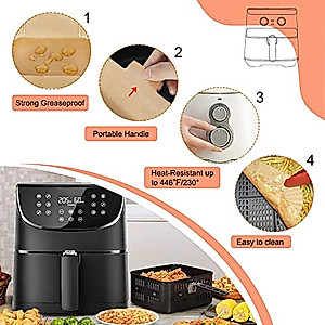 YQL Air Fryer Parchment Paper Liners,100Pcs 8 Inch Disposable Air Fryer Liners Square Non Stick Greaseproof Paper Sheets for Air Fryer Basket Compatible with Ninja,Tower,Cosori and More