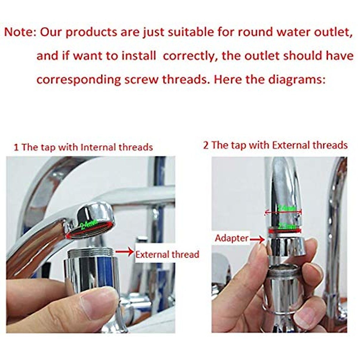 SNOMYRS 3-Color Temperature Sensitive Gradient LED Water Faucet Light Water Stream Color Changing Faucet Tap Sink Faucet for Kitchen and Bathroom (3 Color-1PC)