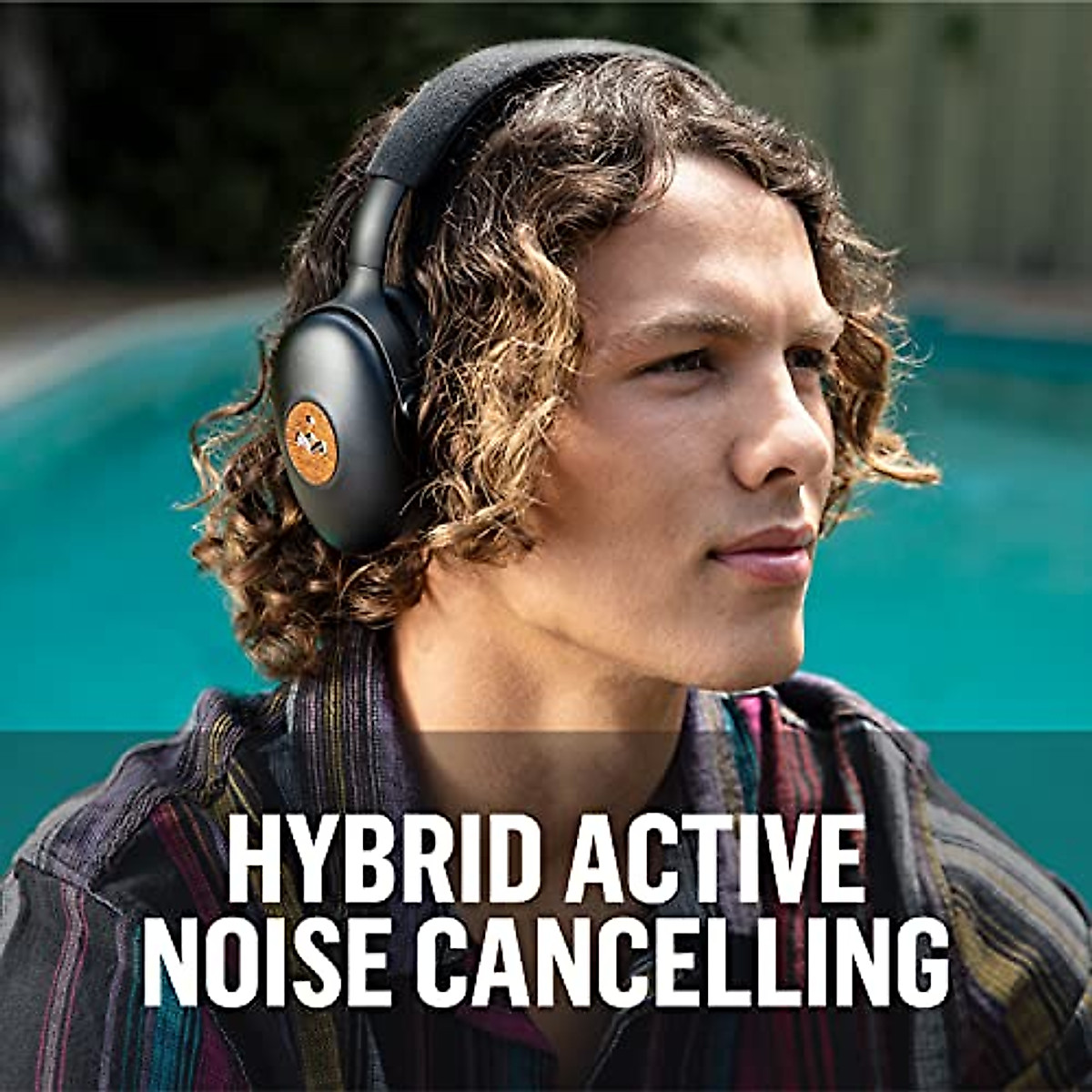 House of Marley Positive Vibration XL ANC: Noise Cancelling Over-Ear Headphones with Microphone, Wireless Bluetooth Connectivity, and 26 Hours of Playtime