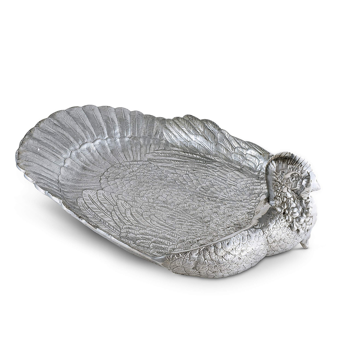 Arthur Court Designs Aluminum Metal Thanksgiving Turkey Large Heavy Serving Tray/Platter - Full Turkey Tray - Holiday Platter 24 inch x 18 inch x 7.5 inch