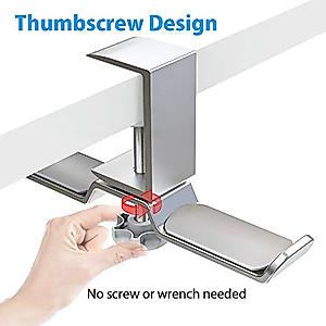 6amLifestyle Dual Rotatable Headphone Stand Hanger Under Desk Clamp Headset Holder Aluminum Load up to 11lb Headset Stand Hanger Compatible with Universal Headphones, Silver 6A-13SV