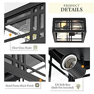 Betklamp Square Ceiling Light Fixtures Flush Mount Lighting Fixtures, 2-Light Porch Ceiling Lights Outdoor Ceiling Light Fixture for Porch Hallway Kitchen Entryway