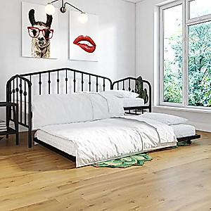 Novogratz Bushwick Metal Daybed & Trundle, Twin Size Frame, Black