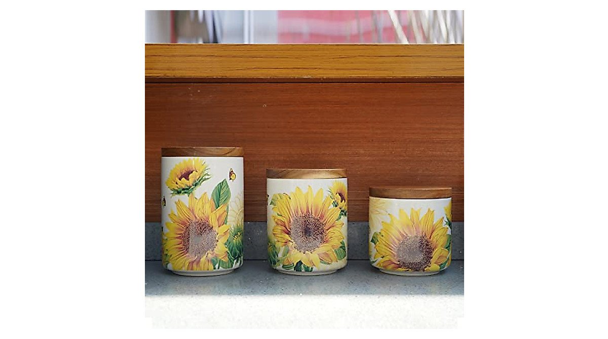 Sunddo Sunflower Ceramic Canister Set for Kitchen Storage