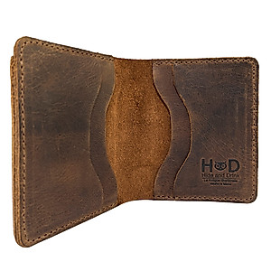 Hide & Drink, Bifold Wallet with Extra Layer, Slim, Thin Accessory For Pocket or Bag, Store Money, Cards & Cash, Full Grain Leather, Handmade, Bourbon Brown