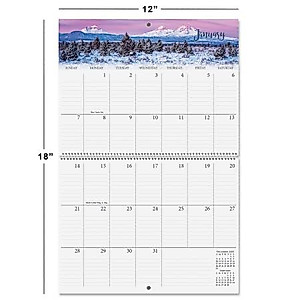 2024 Changing Seasons Big Grid Wall Calendar, 12-Inch x 9-Inch Size Closed, 18-Inch Size Open, Large Bookstore-Quality, Spiral-Bound Hanging Monthly Wall Calendars for Kitchen & Office, by Current
