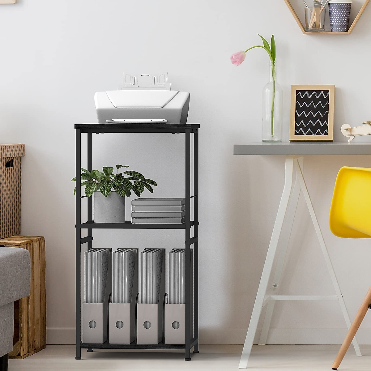 CADUKE Vinyl Record Stand 3 Tier Record Player Stand with Vinyl Storage Turntable Stand with Shelf Black Record Player Table Industrial Vinyl Record Player Display Stand for Living Room Bedroom