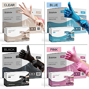Black Vinyl Disposable Gloves Small 100 Pack - Latex Free, Powder Free Medical Exam Gloves - Surgical, Home, Cleaning, and Food Gloves - 3 Mil Thickness