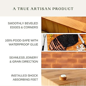 The Boardsmith Maple End Grain Cutting Board - Premium, Hand Crafted End Grain Wood Cutting Board for Kitchen - Seamless Butcher Block - Handmade Cutting Board (Medium)