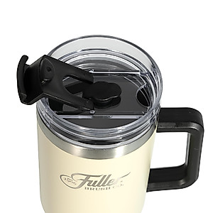 Fuller Brush Stainless Steel Tumbler with Handle - 40 oz. – Lead & BPA-Free - Double-Wall Insulated Travel Mug – Keeps Drinks Hot or Cold for Hours – Spill-Resistant Lid & Straw (Beige)
